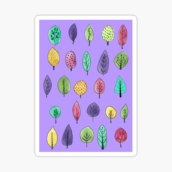 "Cute multicoloured trees on a purple background." Sticker for Sale by ...