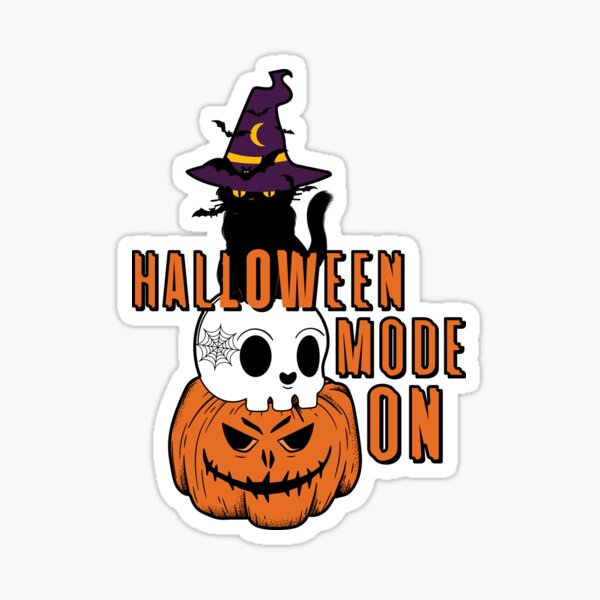 "Halloween Mode On - Cute" Sticker for Sale by humnoo | Redbubble
