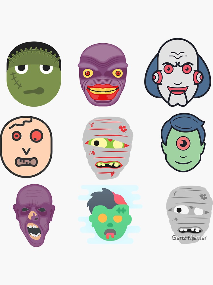"creepy halloween face stickers ,pack of 6 stickers" Sticker for Sale ...