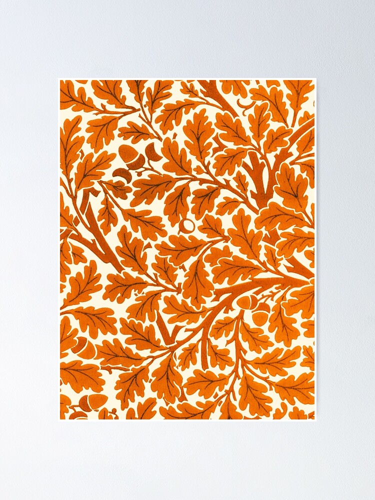 "William Morris Oak Leaves, Rust Orange and Cream " Poster for Sale by ...