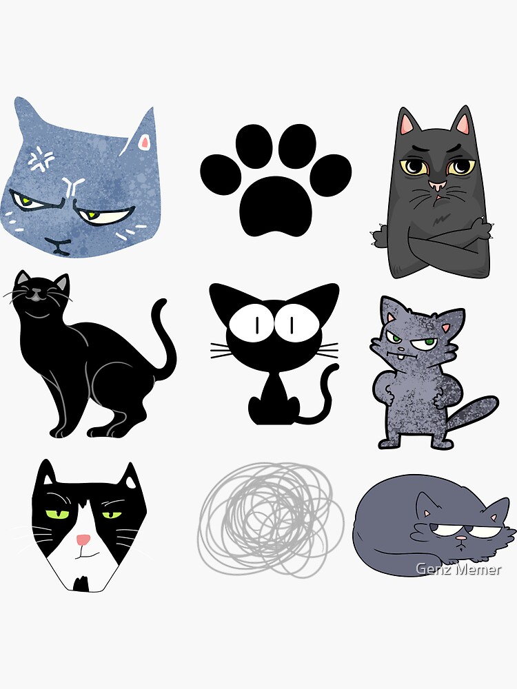 "annoyed cat sticker,cat sticker ,pack of 6 stickers" Sticker for Sale ...
