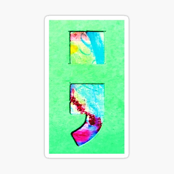 "Bright Colorful Abstract Semicolon Survivor Symbol " Sticker for Sale ...