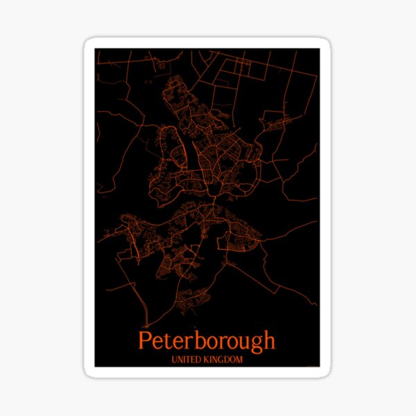 "Peterborough City Map Black Orange " Sticker for Sale by KatoGB ...