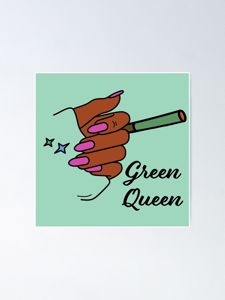 "Green Queen Weed Joint Black Woman With Hot Pink Nails Design - For ...