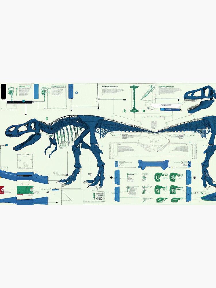 "T-Rex Blueprint Schematics" Sticker for Sale by SUPERNEVER | Redbubble