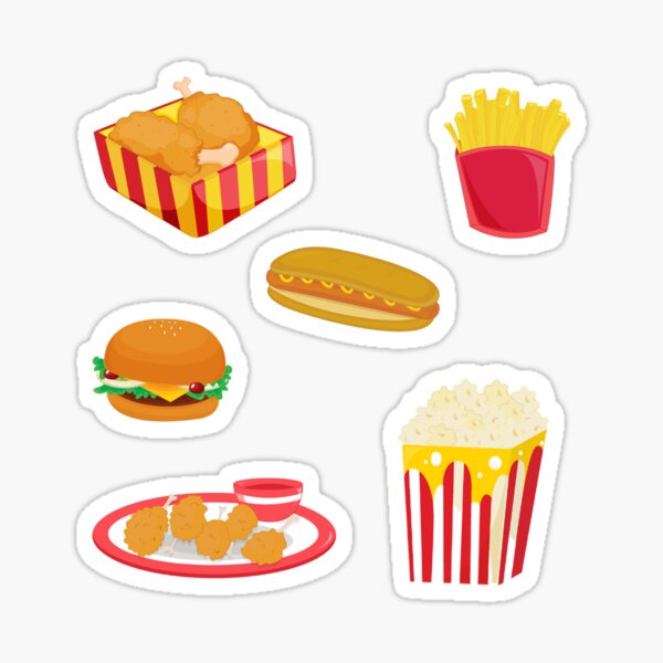 "Sticker Pack Of Fast Food" Sticker for Sale by LDTreasures | Redbubble