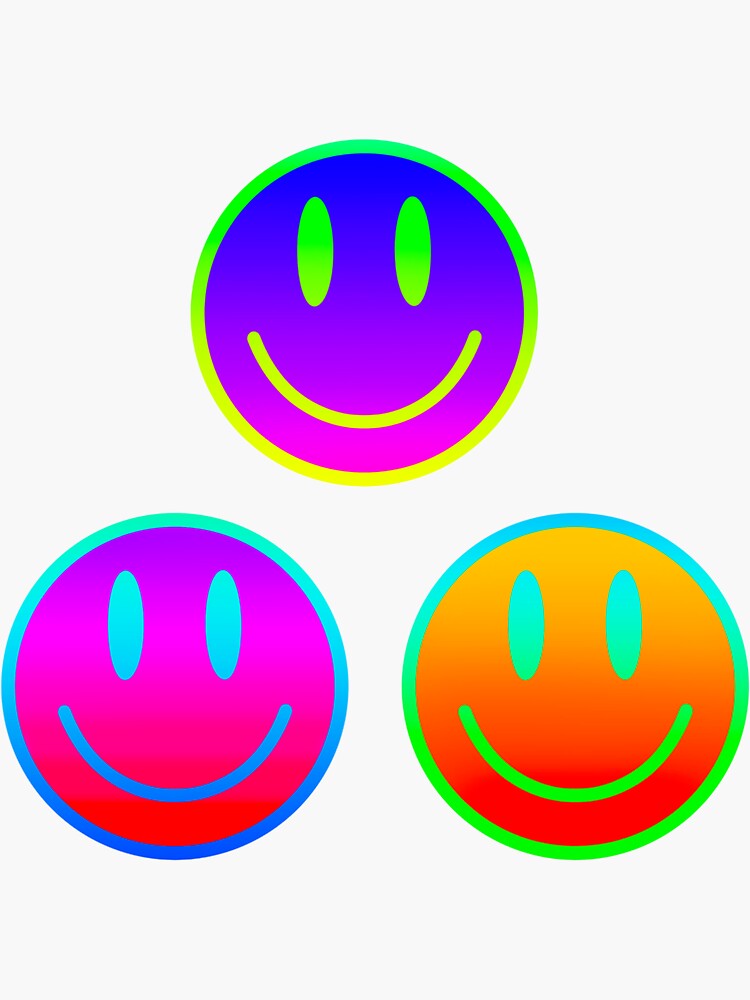 "Vibrant Neon Smiley Faces" Sticker for Sale by crawlycreations | Redbubble