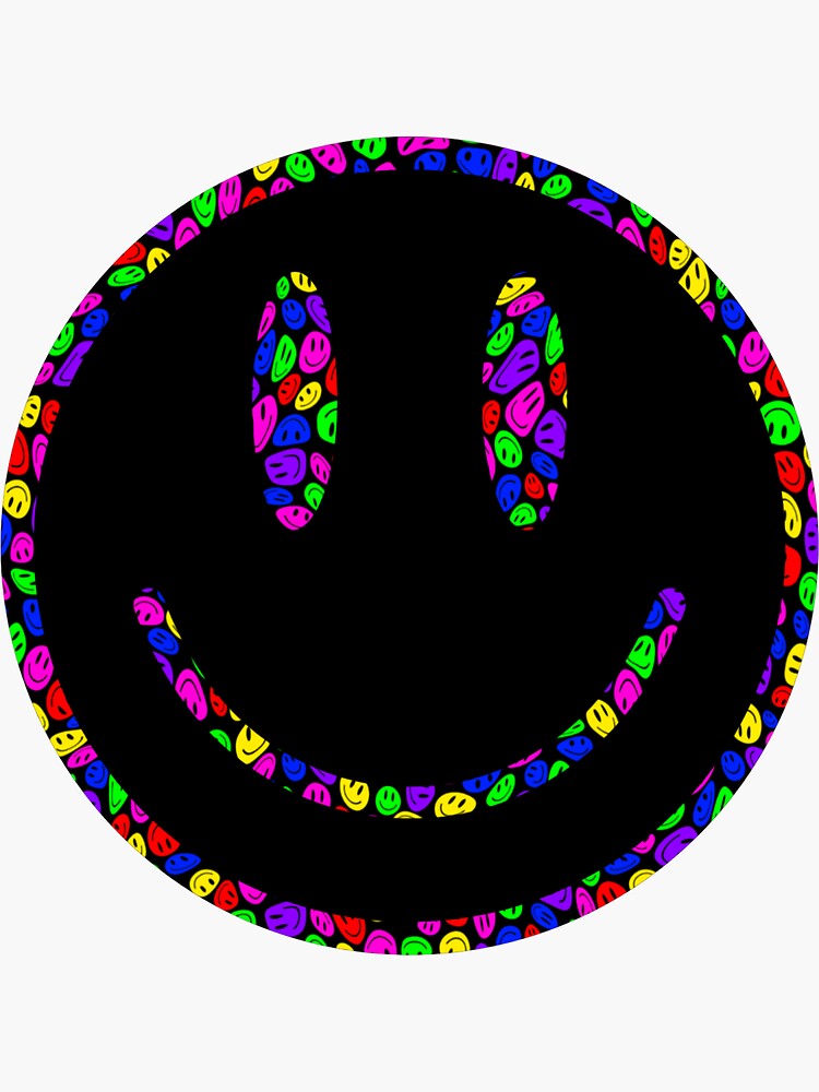 "Vibrant Neon Drippy Smiley Face" Sticker for Sale by crawlycreations ...