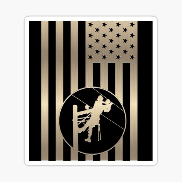 "Lineman American Flag Classic Style Metal" Sticker for Sale by ...