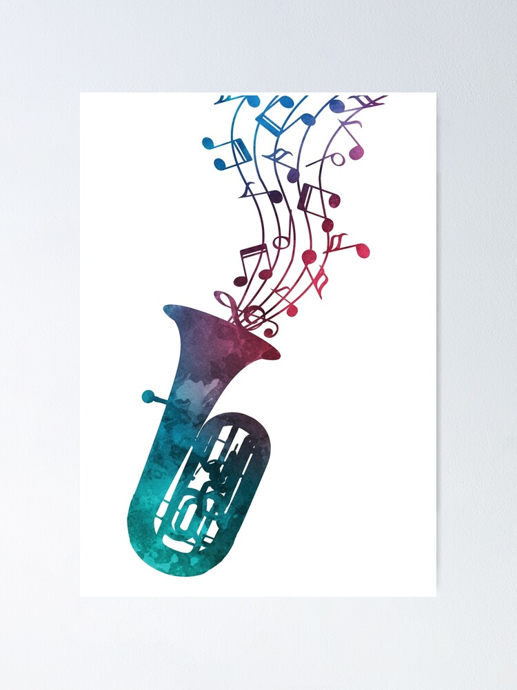 "Tuba With Music Notes" Poster for Sale by Primroaddesigns | Redbubble