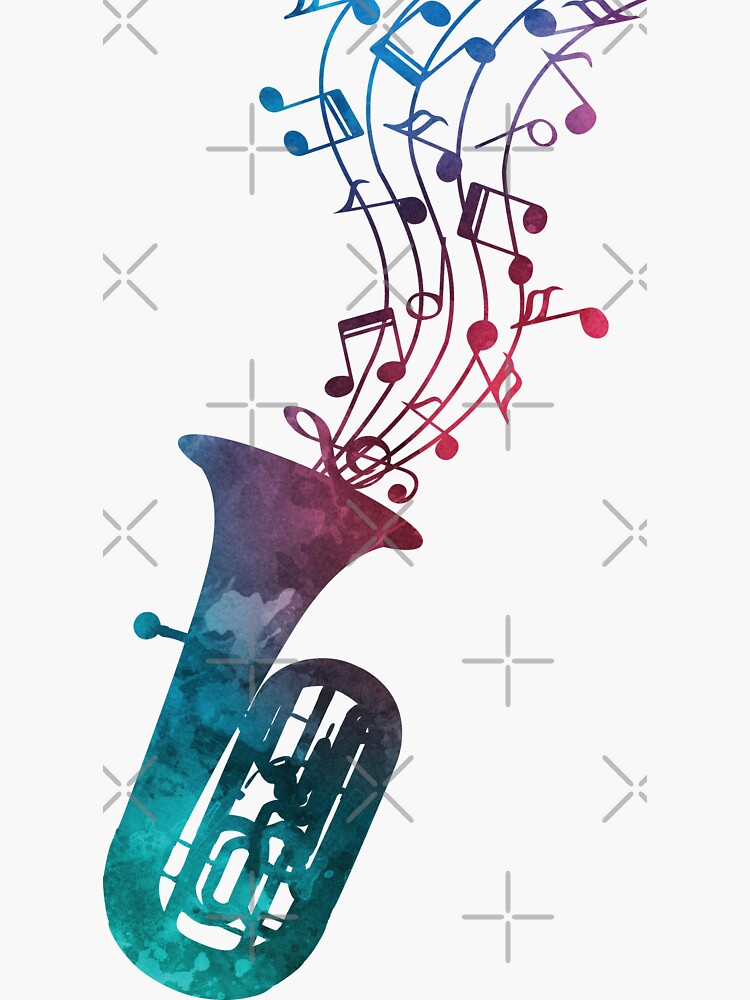 "Tuba With Music Notes" Sticker for Sale by Primroaddesigns | Redbubble