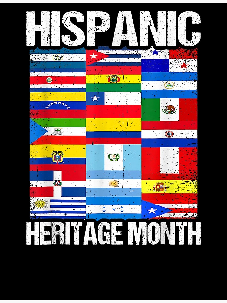 Lámina artística «Mes de la Herencia Hispana Banderas Nacionales de ...