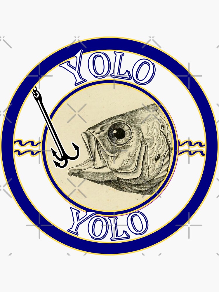 "'YOLO 'Old Book Hooked Fish Graphic - Funny Quotes Designs for T ...