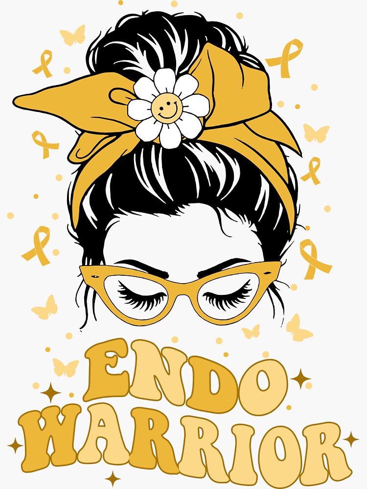 "Endo Warrior Endometriosis Awareness Month Yellow Ribbon" Sticker for ...