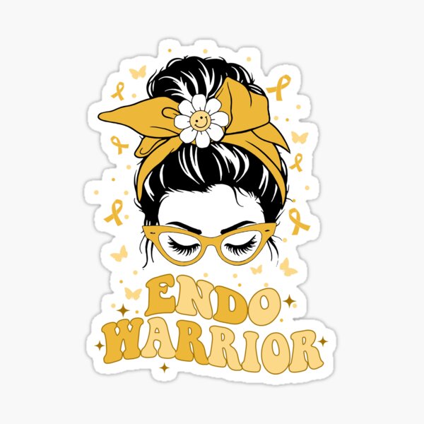 "Endo Warrior Endometriosis Awareness Month Yellow Ribbon" Sticker for ...