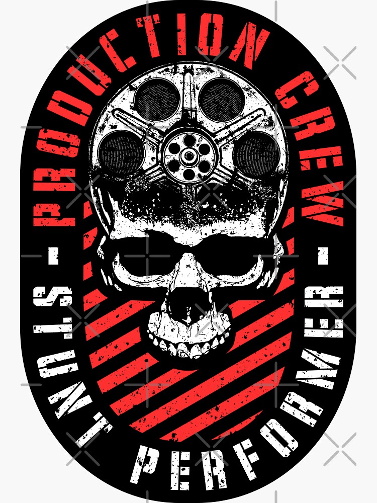 "Production Crew Stunt Performer Movie Film Halloween Skull" Sticker ...