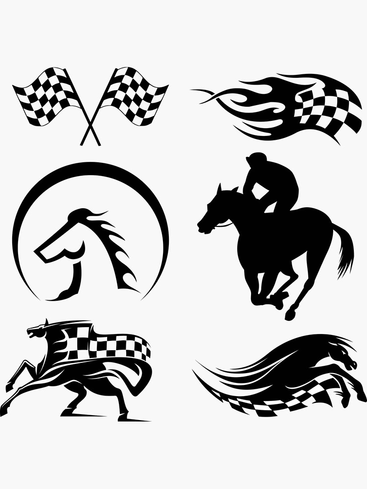 "horse raceing sticker pack " Sticker for Sale by MisterMand | Redbubble