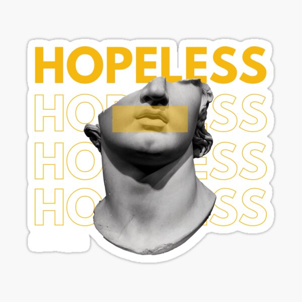 "Black and Yellow Typography Sculpture Streetwear Hopeless" Sticker for ...
