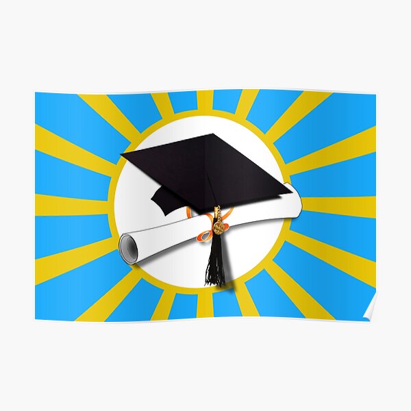 "Light Blue and Gold School Colors Graduation " Poster by Gravityx9 ...