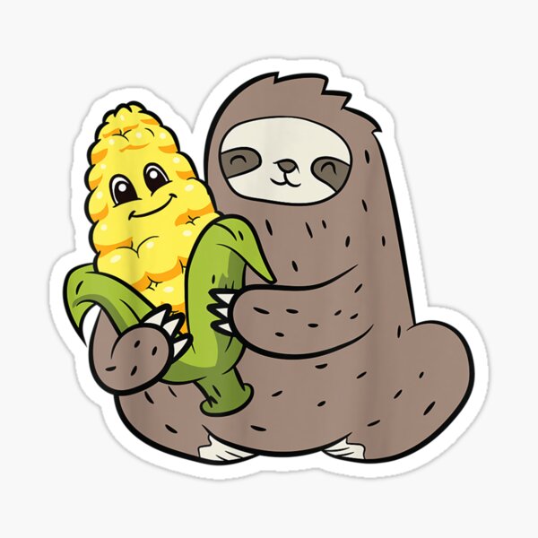 "Sloth With Corn Vegetable Corn And Sloth" Sticker for Sale by ...