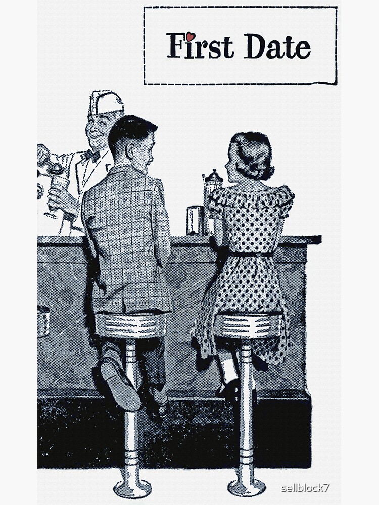 "First Date Retro Art" Sticker for Sale by sellblock7 | Redbubble