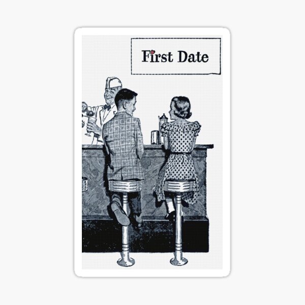 "First Date Retro Art" Sticker for Sale by sellblock7 | Redbubble