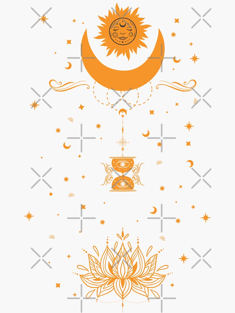 "Sun & Moon with Lotus" Sticker for Sale by Pabrionacchi | Redbubble