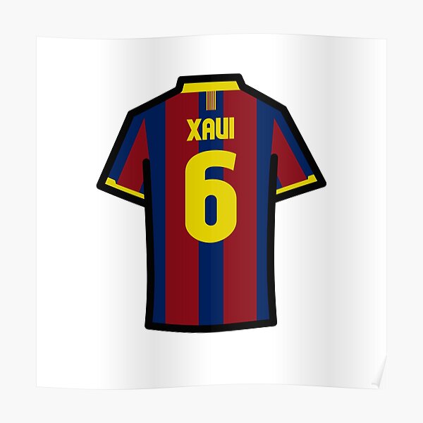 "Xavi #6 FCB Red Blue Yellow 10/11 Football Jersey Vector" Poster for ...