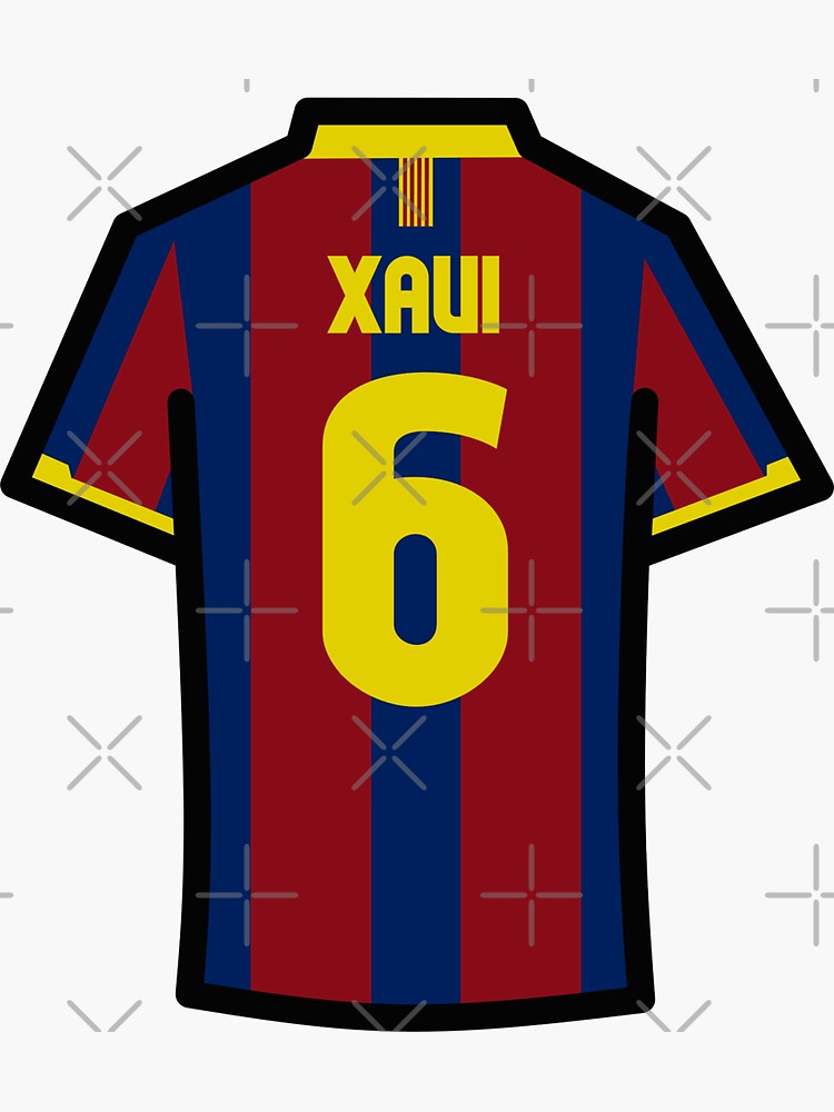 "Xavi #6 FCB Red Blue Yellow 10/11 Football Jersey Vector" Sticker for ...