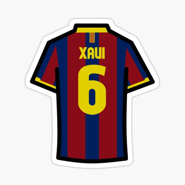 "Xavi #6 FCB Red Blue Yellow 10/11 Football Jersey Vector" Sticker for ...