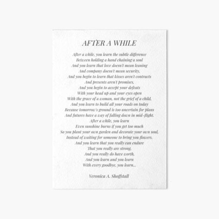 "After a while poem (white background)" Art Board Print for Sale by ...