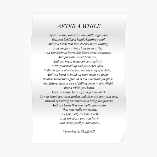 "After a while poem (white background)" Poster for Sale by Amar-Prints ...