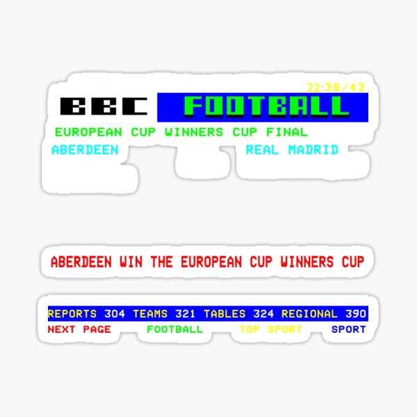 "Aberdeen Cup Winners Cup Final 1983 CEEFAX " Sticker for Sale by ...