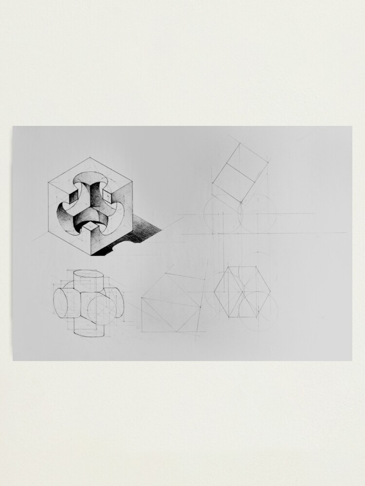"Drawing illustration of axonometric projection of abstract ...