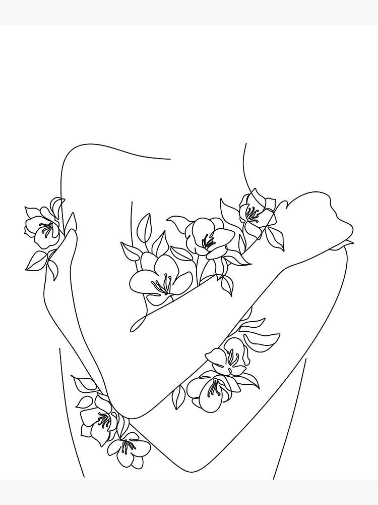 "Woman Body With Flowers | Line Art" Poster for Sale by The-Line ...