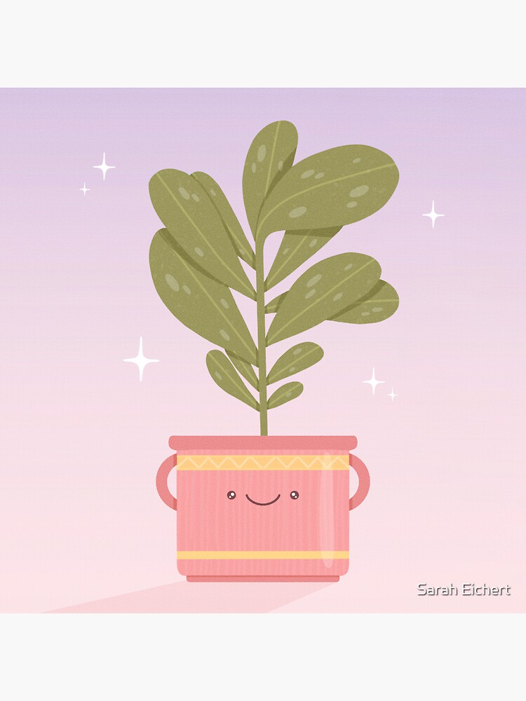 "Pastel Pink Happy Plant" Sticker for Sale by SaEIllustration | Redbubble