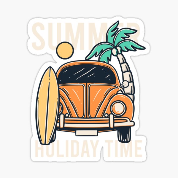 "Summer Holiday Car Time Illustration" Sticker for Sale by rukurustudio ...
