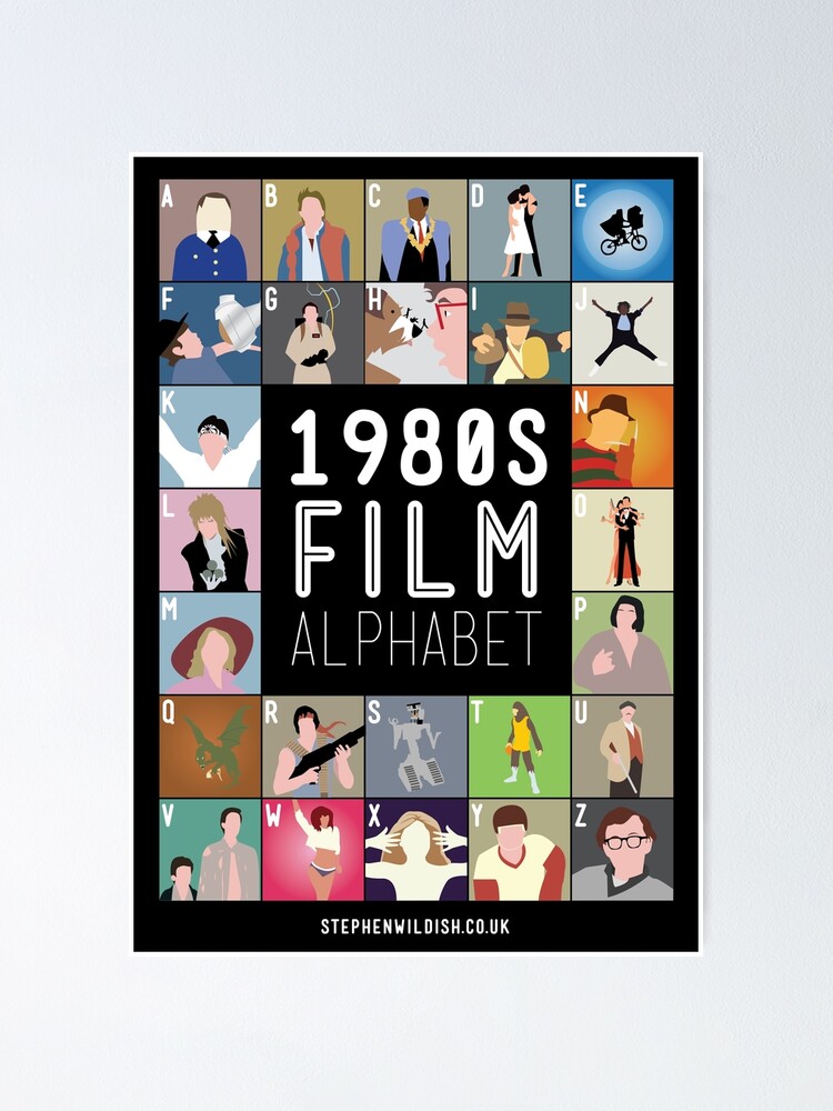 "1980's Film Alphabet" Poster for Sale by Wildyles | Redbubble