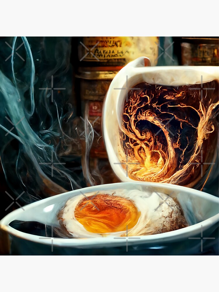 "Hyper realistic Dalgona Coffee Cup with Gold Resin Art" Sticker for ...