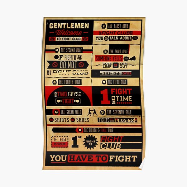 "Fight Club Rules" Poster for Sale by Juanscorner | Redbubble