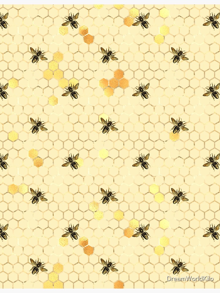 "honey bee comb pattern, vintage bees" Sticker for Sale by ...