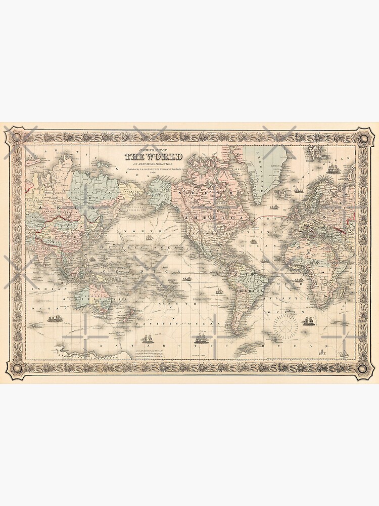 "Colton's Map of the World on Mercator's Projection (1858) by J.H. Colton & Co" Photographic ...