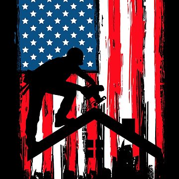 "Roofer Vintage American Flag Patriotic Roofing 4th of July" Poster for ...