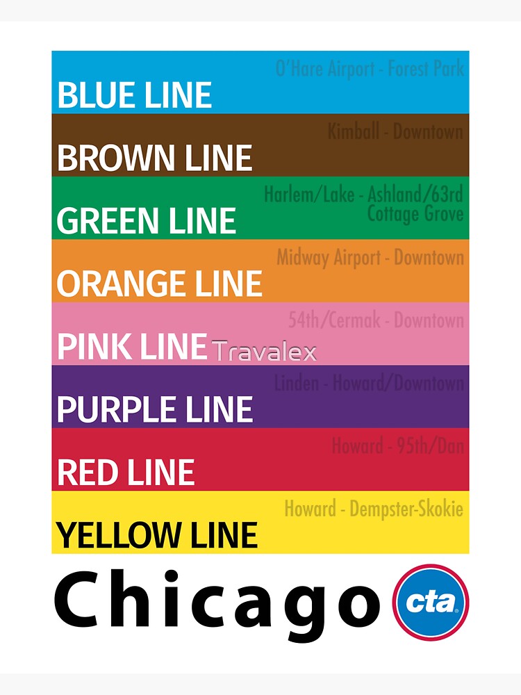 "Chicago CTA Metro Map Michigan Minimalist Style" Sticker for Sale by ...