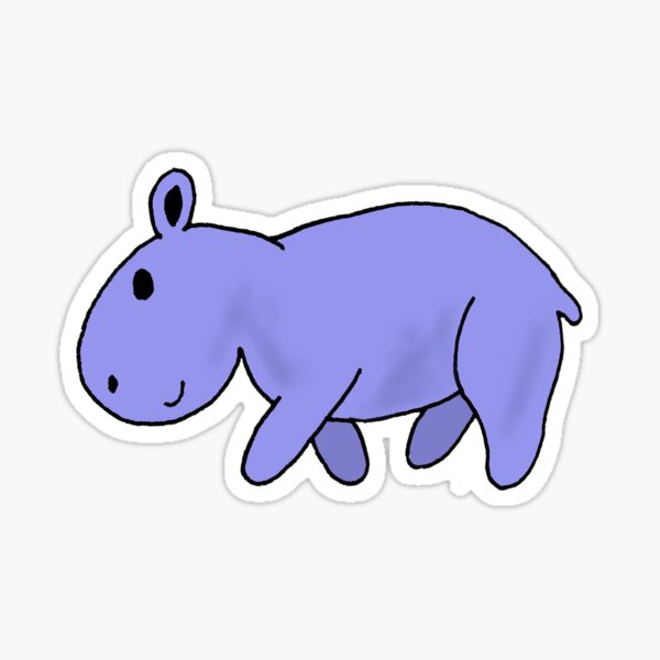 "Cute blue hippo walking" Sticker for Sale by MumWolf-Doodles | Redbubble