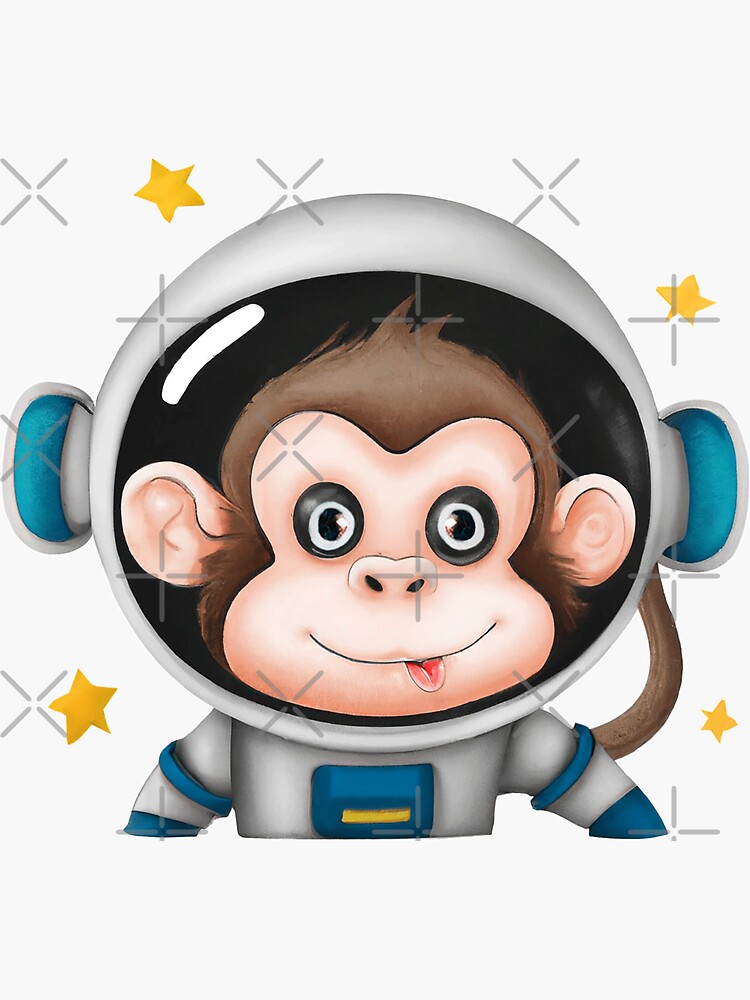 "A Monkey Astronaut in Space Suit " Sticker for Sale by sabamerch ...