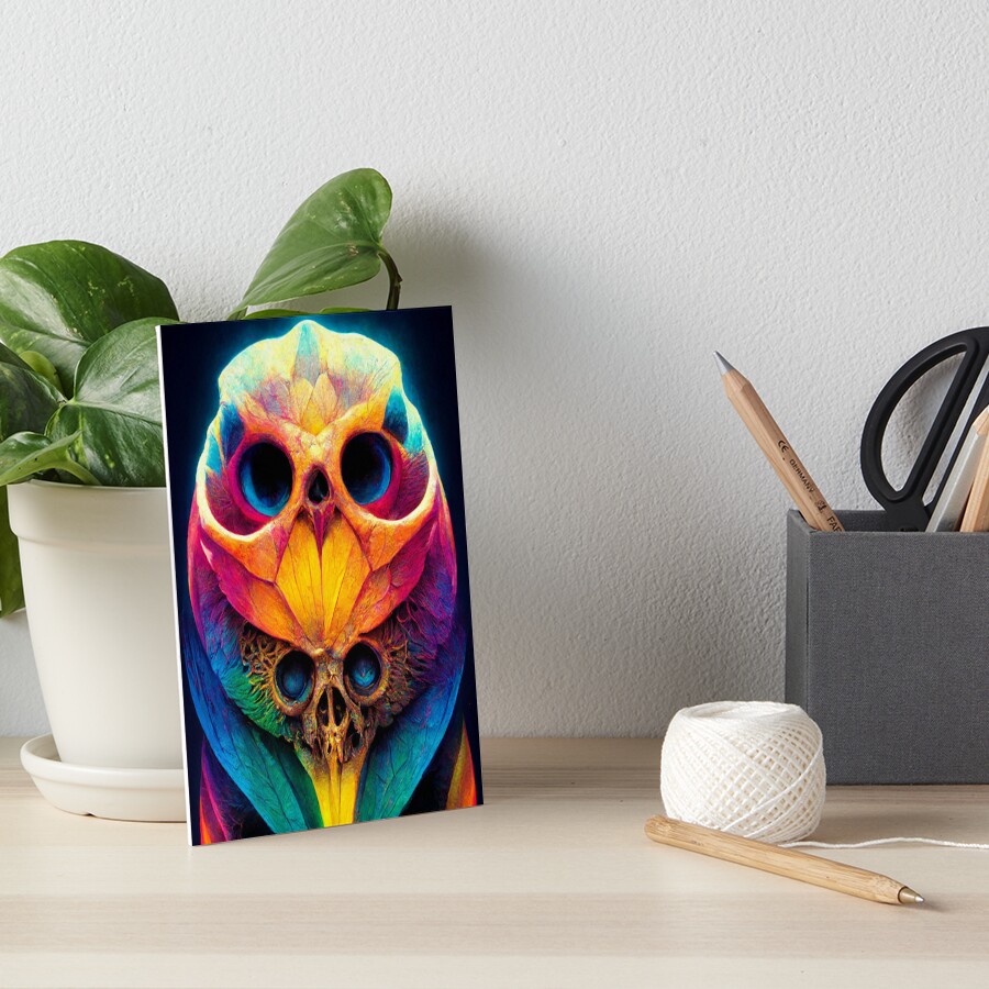 Lámina rígida «Arte trippy de búho sabio con calavera incrustada ...