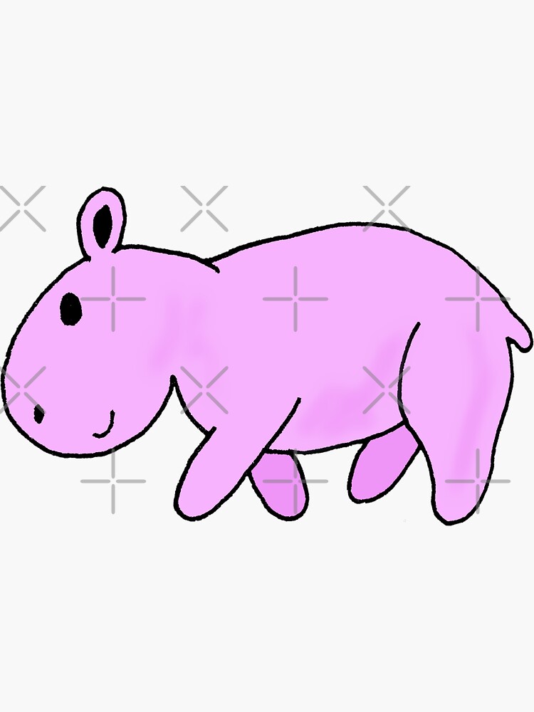 "Cute pink hippo walking" Sticker for Sale by MumWolf-Doodles | Redbubble