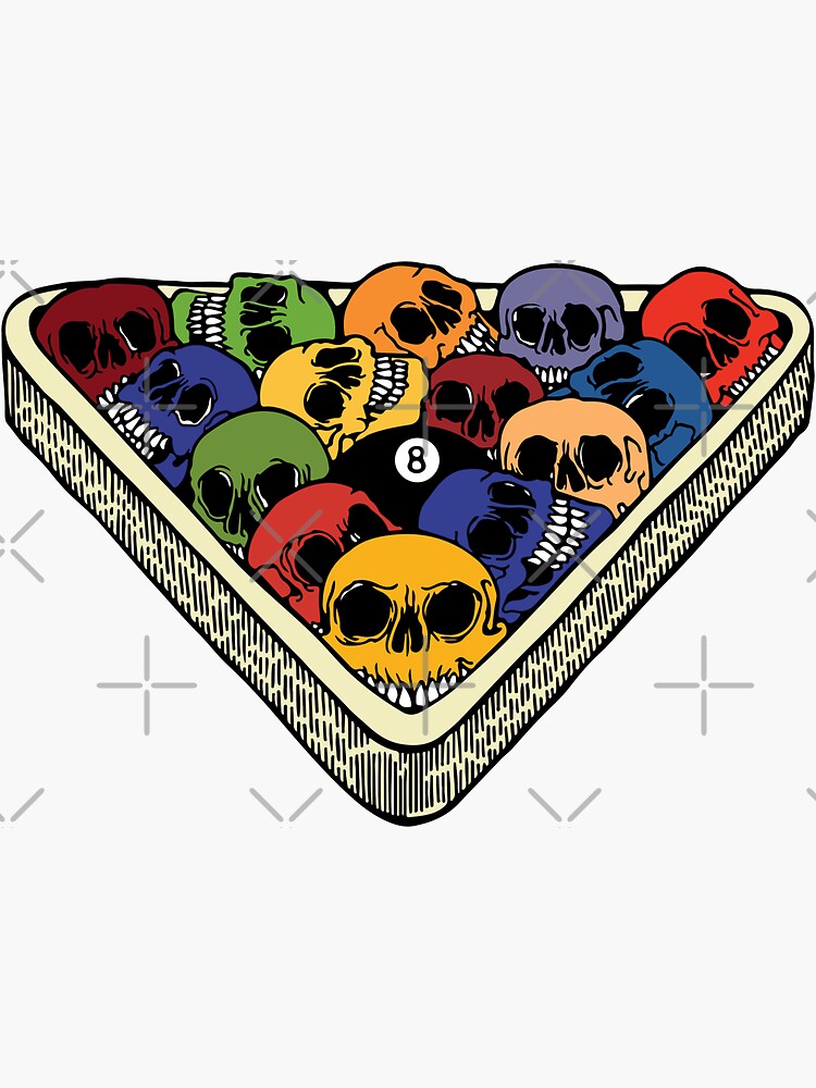 "Snooker, Pool, Billiards, Dead, Skull, None-Effect, (W)" Sticker for ...