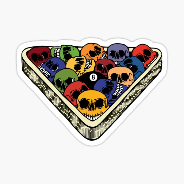 "Snooker, Pool, Billiards, Dead, Skull, None-Effect, (W)" Sticker for ...